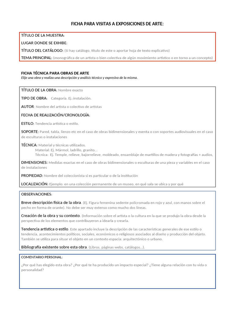 Ficha Técnica de Exposiciones | PDF