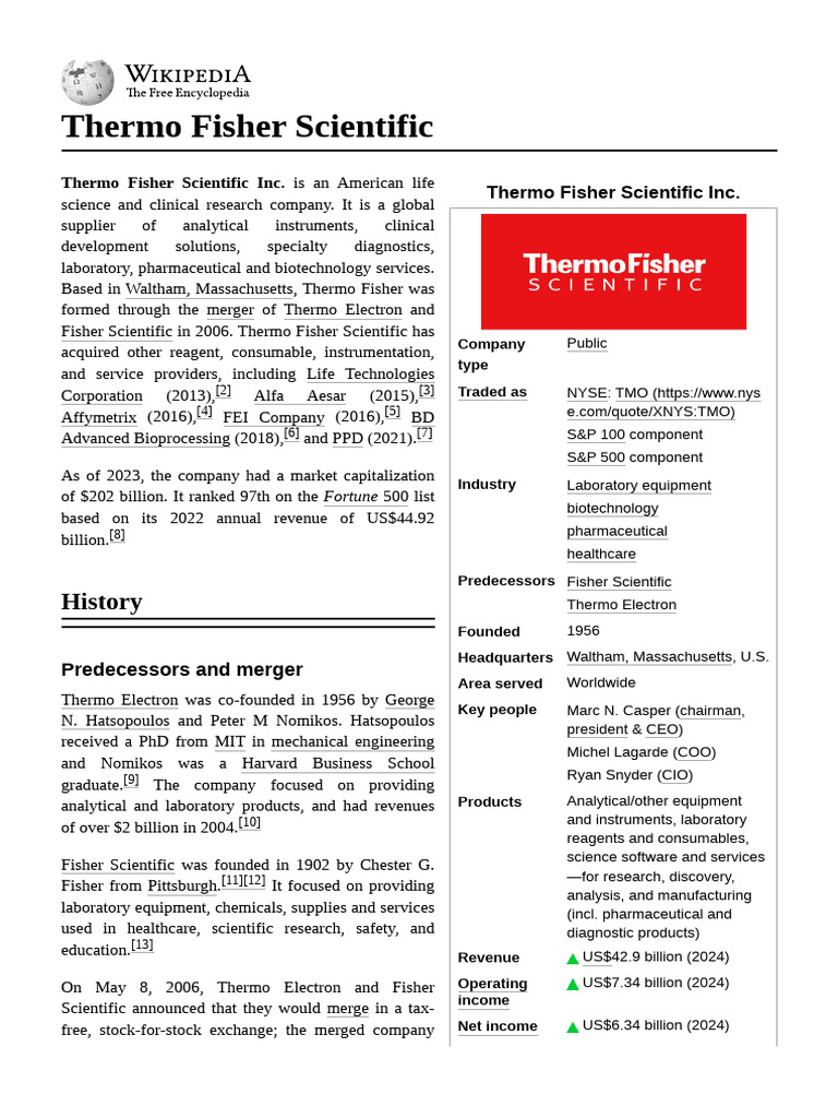 Thermo Fisher Scientific Overview 2024 | PDF