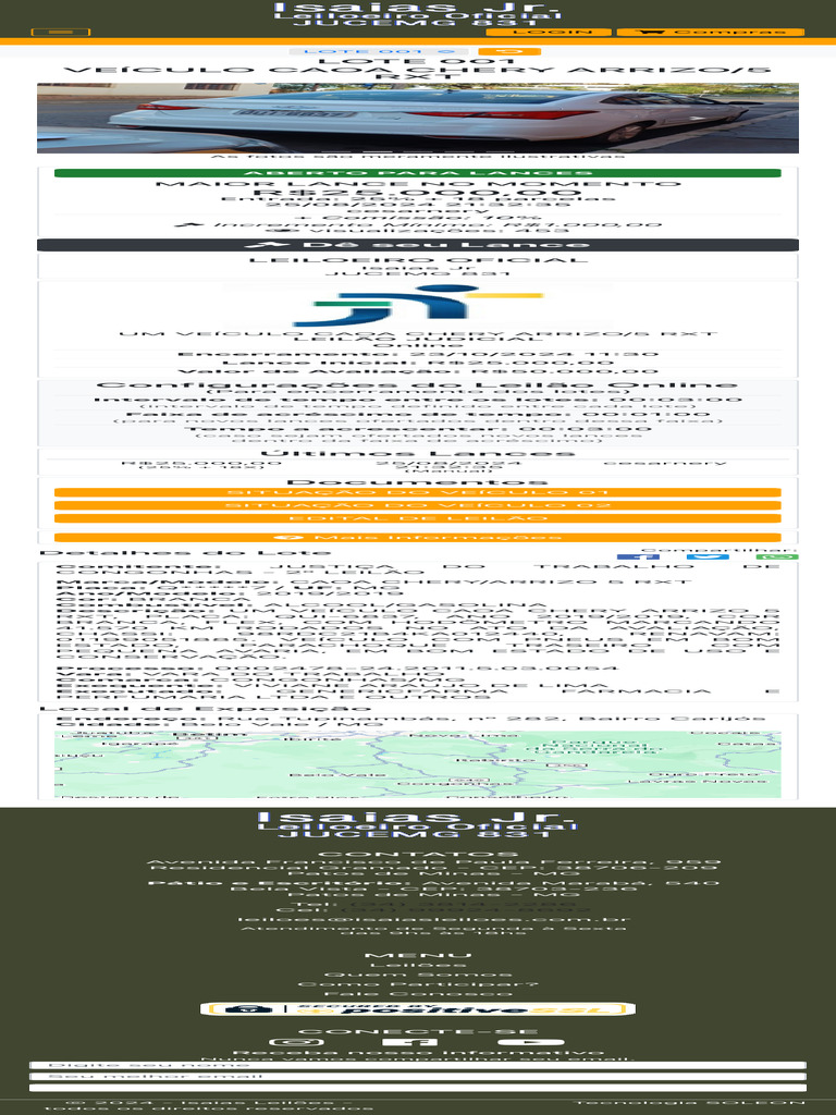 UM VEÍCULO CAOA CHERY ARRIZO5 RXT Isaias Jr. - Leiloeiro Oficial - JUCEMG 831 | PDF | Leilão