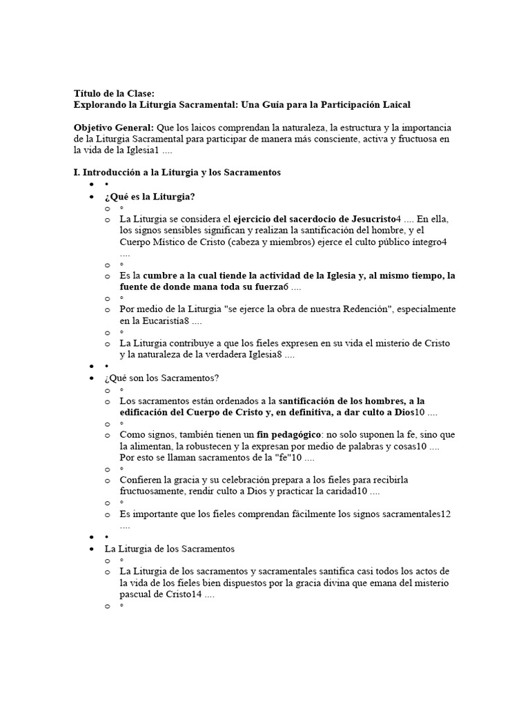 Liturgia Sacramental: Guía para Laicos | PDF | eucaristía | Liturgia