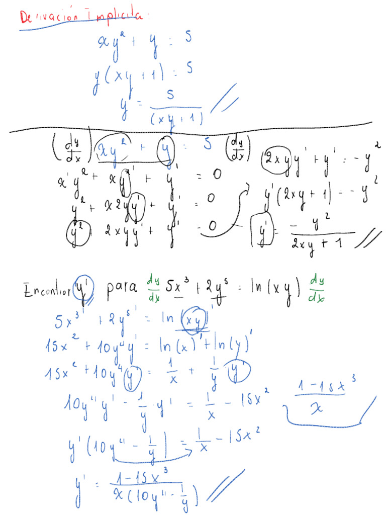 Derivación Implícita y Paramétrica, Integrales Por Cambio de Variables | PDF