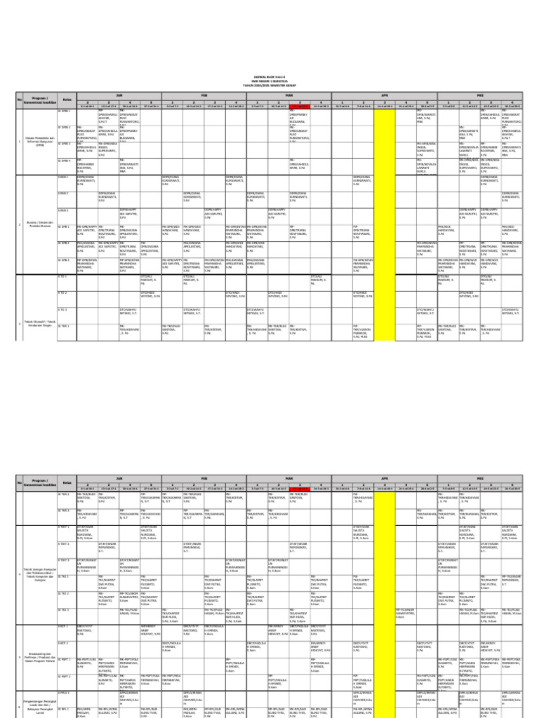 Jadwal Blok Semester Genap 2024 2025 Versi 4 | PDF