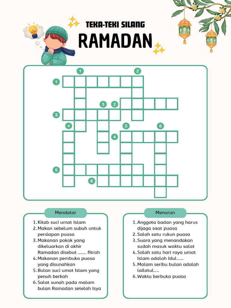 Teka-Teki Silang Ramadan Kelas 5 | PDF