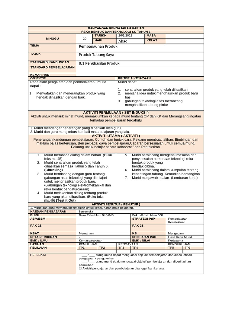 Minggu 29 RBT SK Tahun 6 2022 by Cikgu Gorgeous | PDF