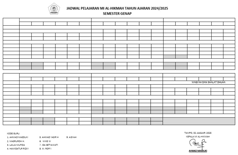 Jadwal Pelajaran 2024-2025 Genap - Fix1 | PDF