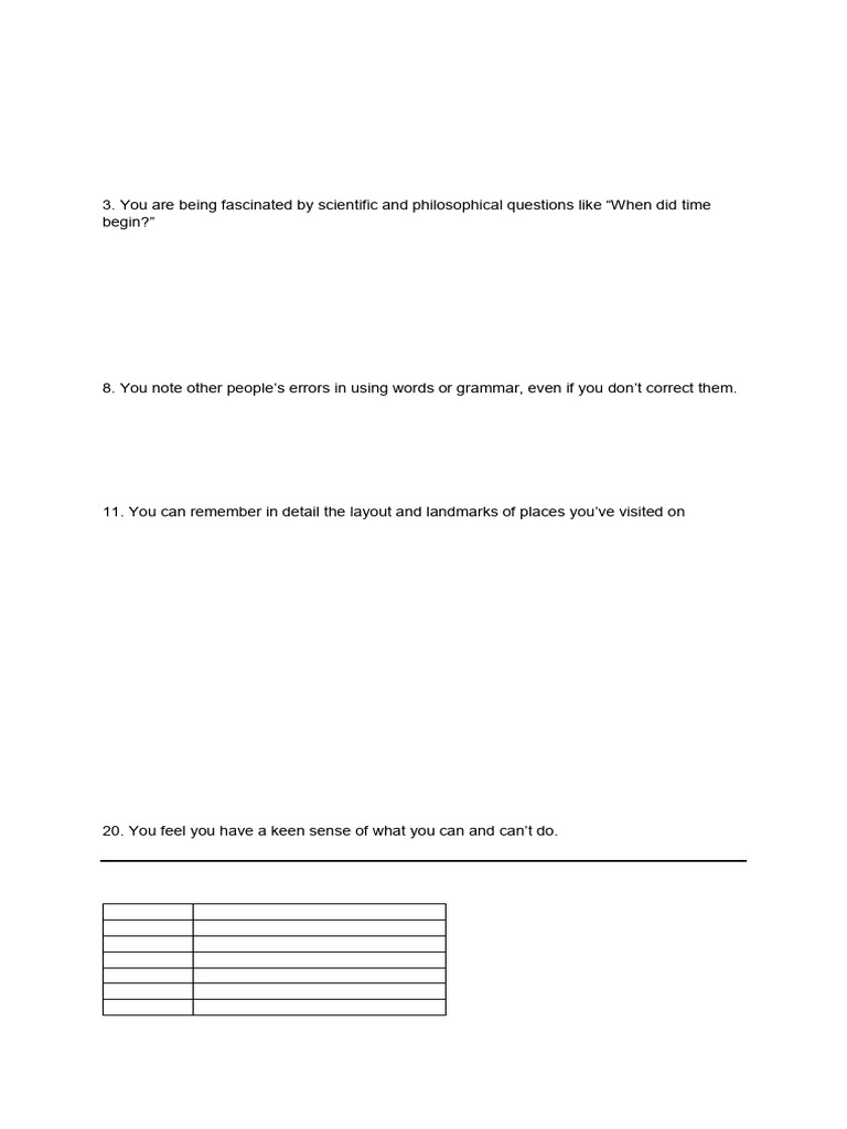 Which Is Your Strong Intelligence | PDF