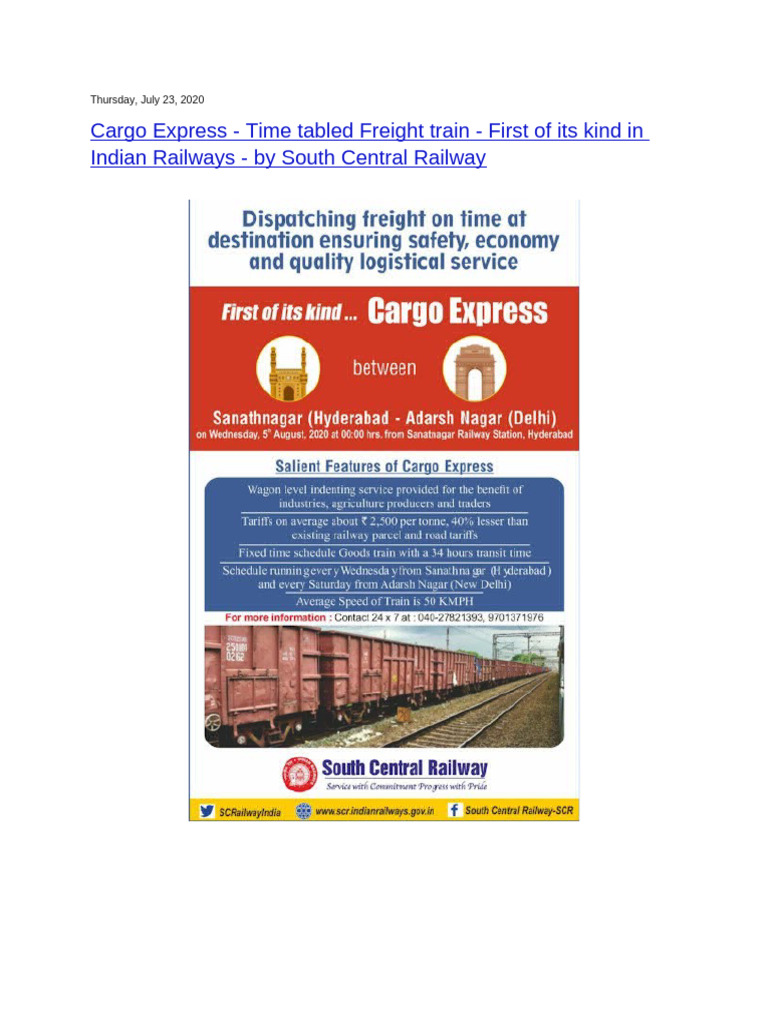 Time Tabled Freight Train | PDF