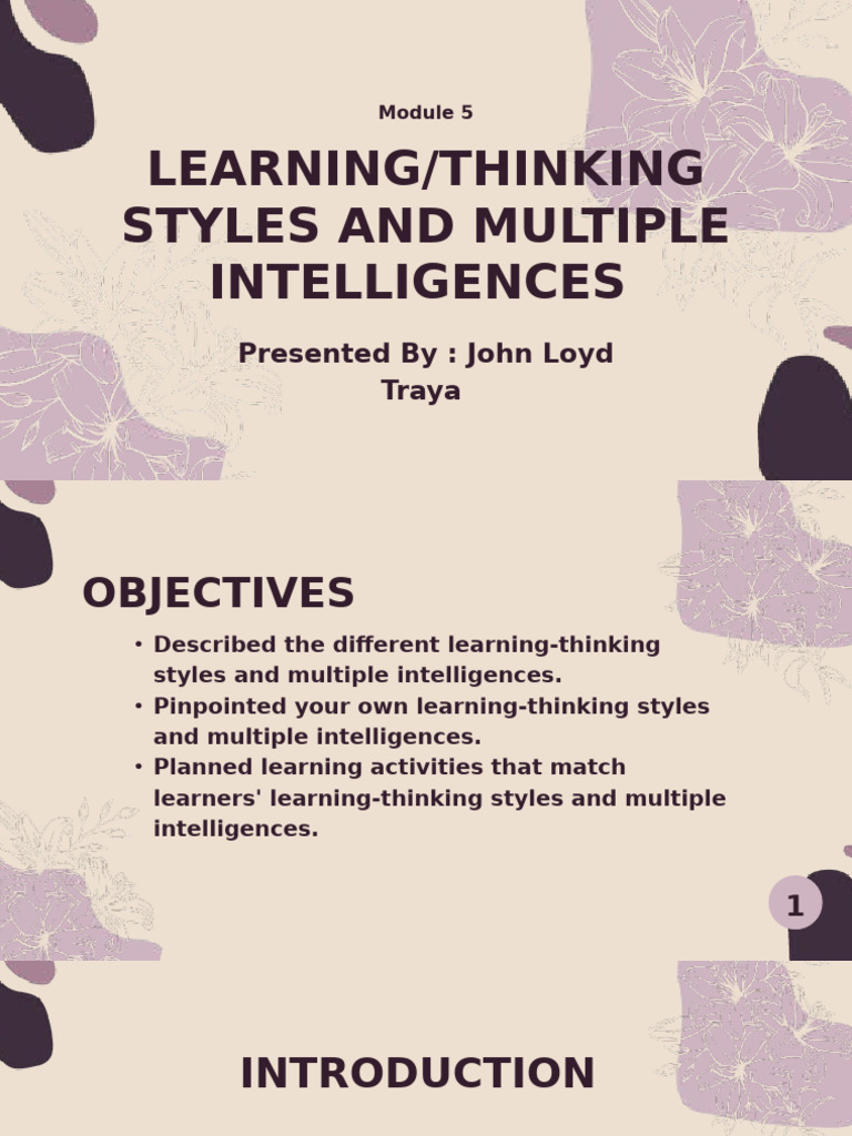 ED7 Module 5 Learning-Thinking Styles and Multiple Intelligences | PDF ...
