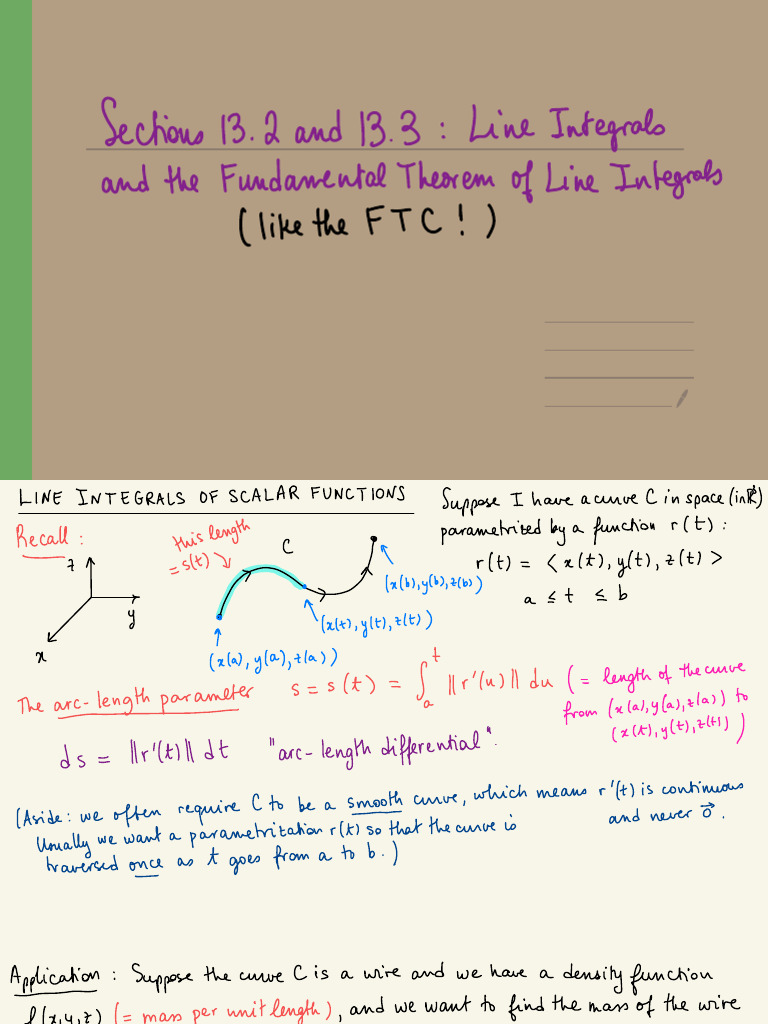 Sections 13.2 and 13.3 - Line Integrals | PDF | Analysis | Functions And Mappings