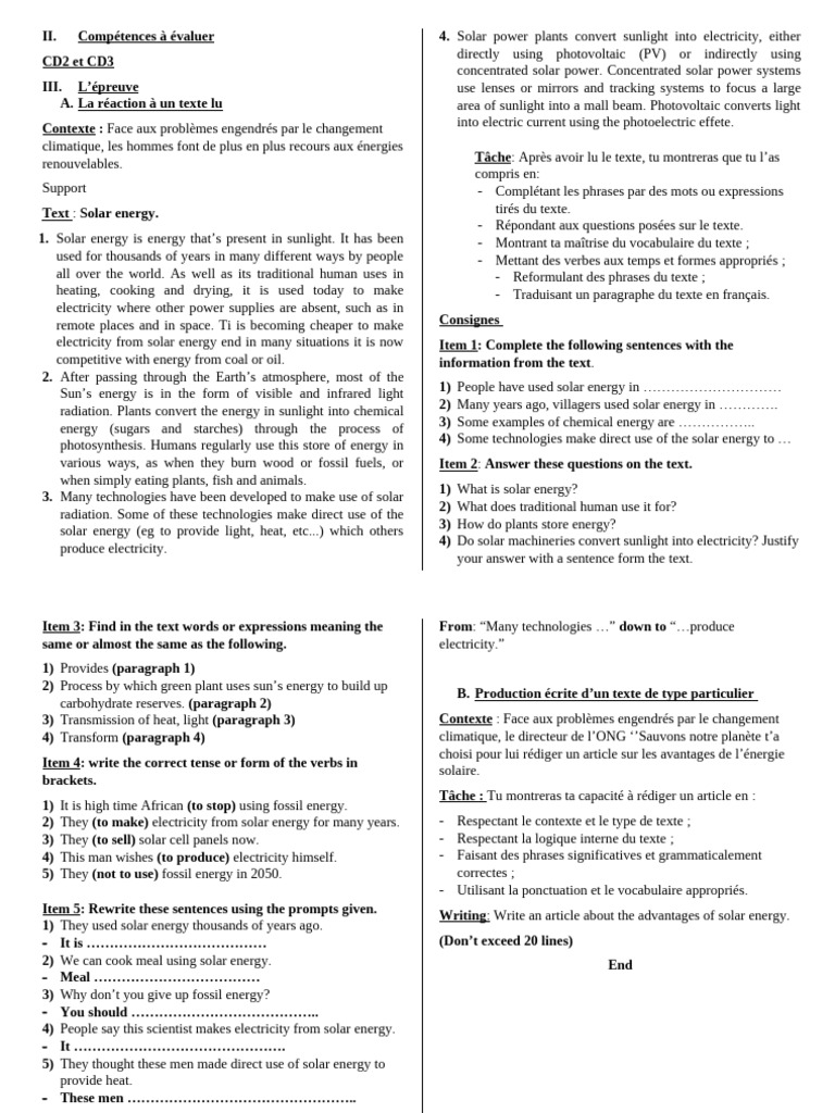 Compo Mars Anglais Secondes | PDF | Solar Power | Solar Energy