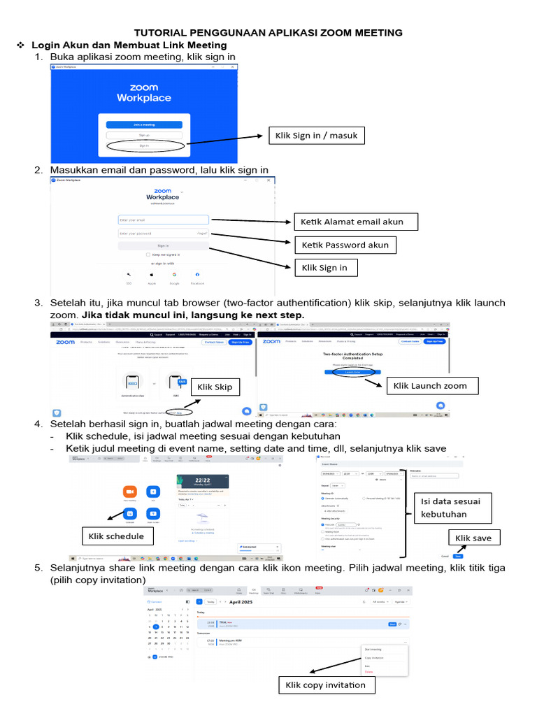 Tutorial Penggunaan Aplikasi Zoom Meeting | PDF