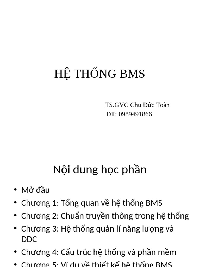 Chương 1-Tổng Quan Về Hệ Thống BMS | PDF