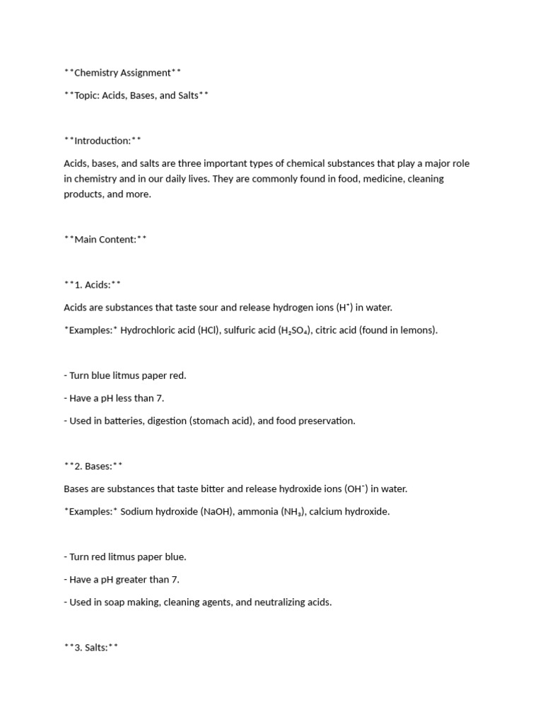 Chemistry Assignment | PDF