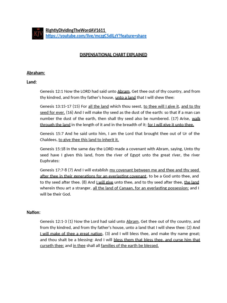 Dispensational Chart Explained | PDF | Jesus | Covenant (Biblical)