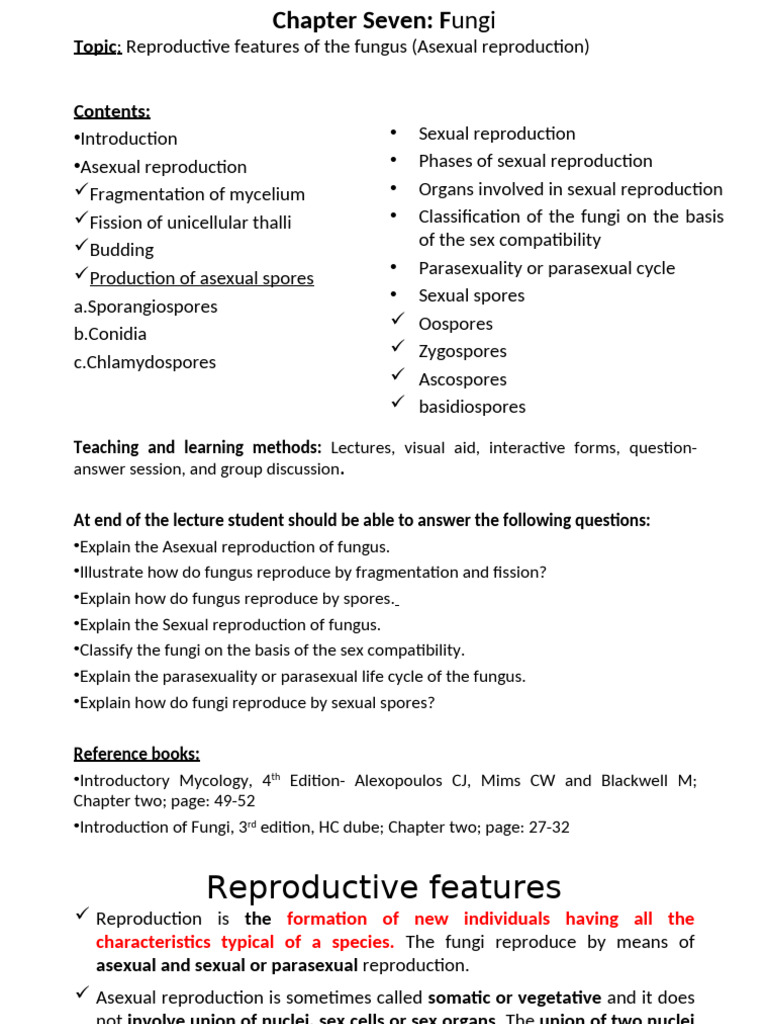 Fungal Reproduction: Asexual & Sexual Methods | PDF | Spore | Sexual ...