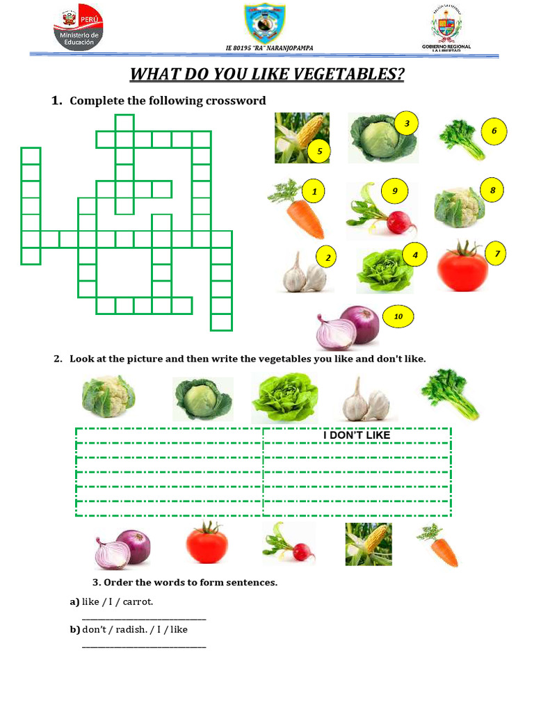 What Do You Like Vegetables | PDF