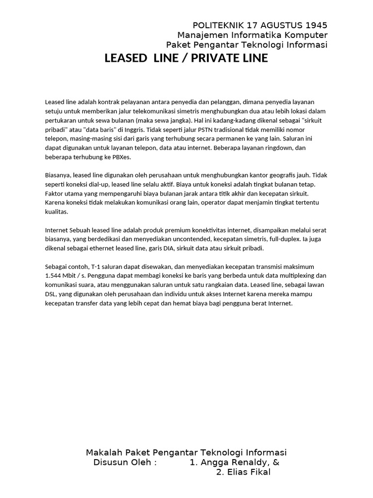 Pengertian dan Aplikasi Leased Line | PDF