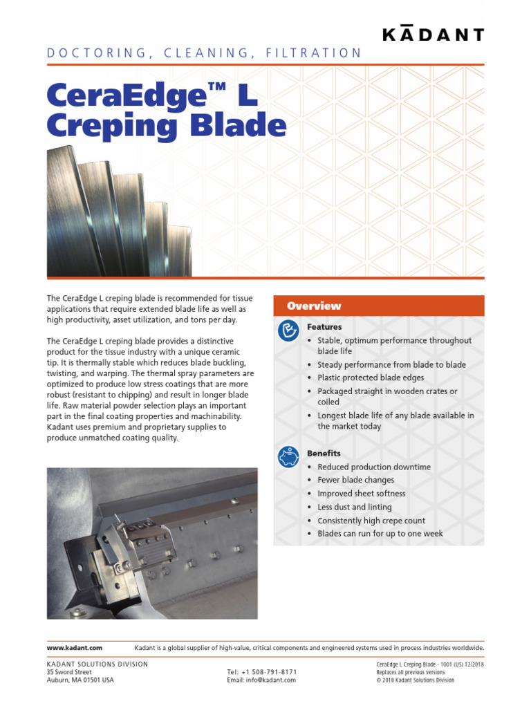CeraEdge L Creping Blade Brochure | PDF | Building Materials ...