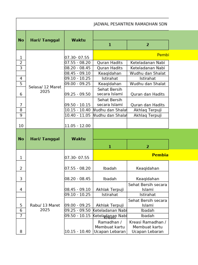 Jadwal Ramadhan | PDF