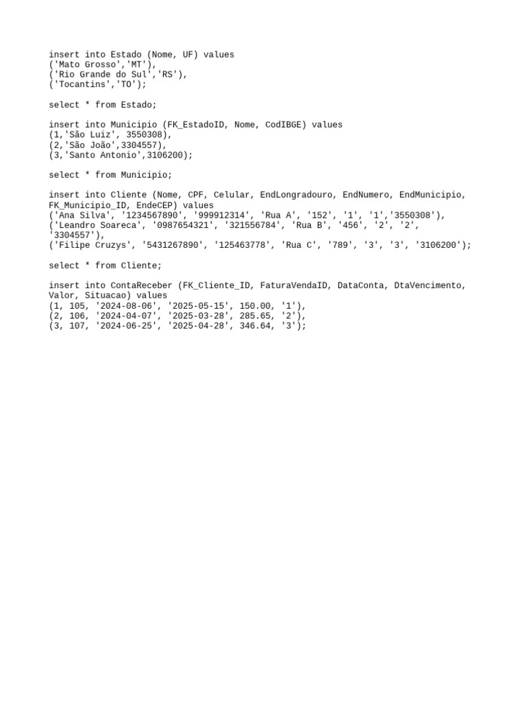 Base para Tabelas SQL | PDF