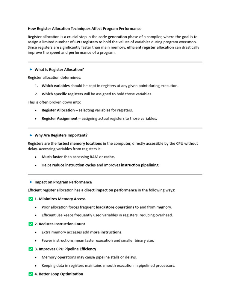 How Register Allocation Techniques Affect Program Performance | PDF ...