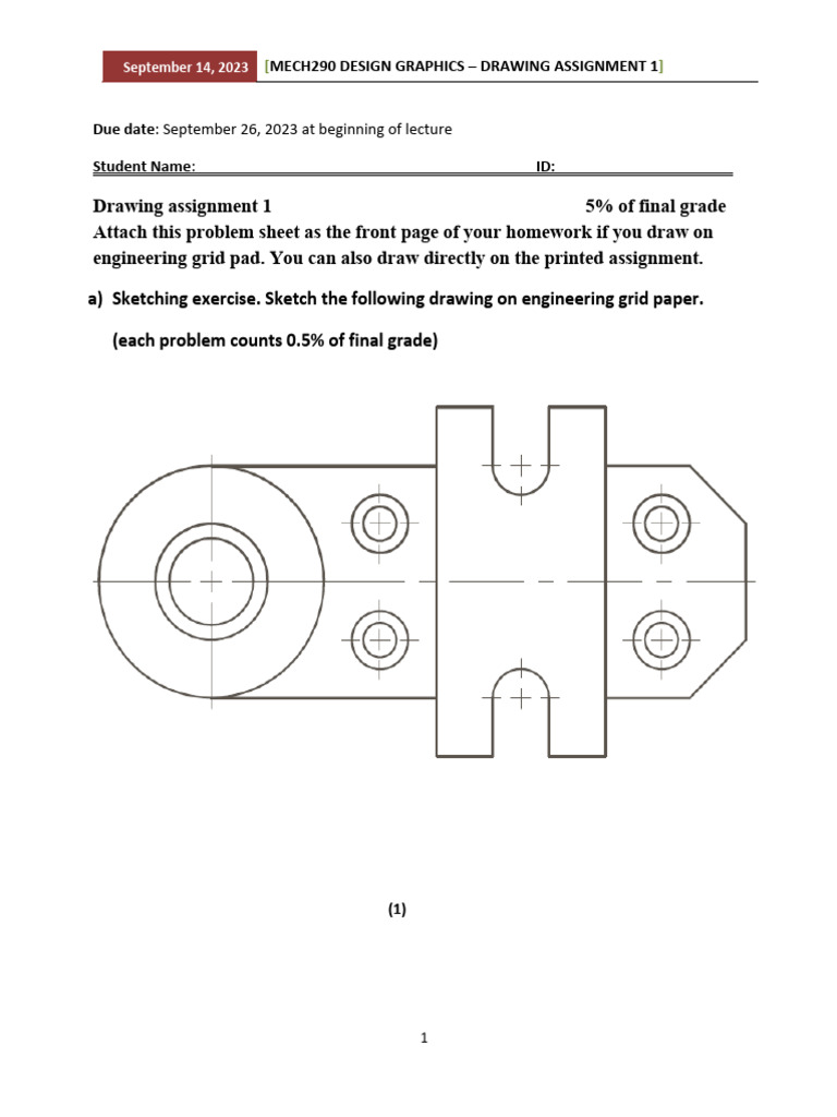 MECH290 Drawing Assn 1 | PDF