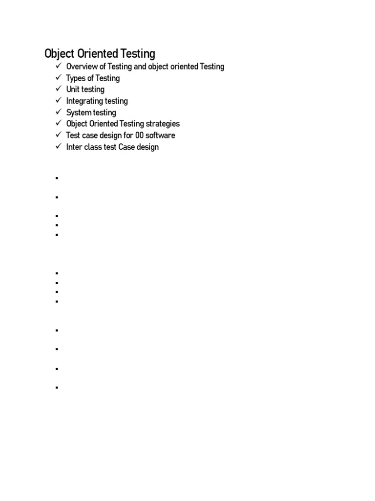 Chapter 6. Object Oriented Testing | PDF | Software Testing | Class ...