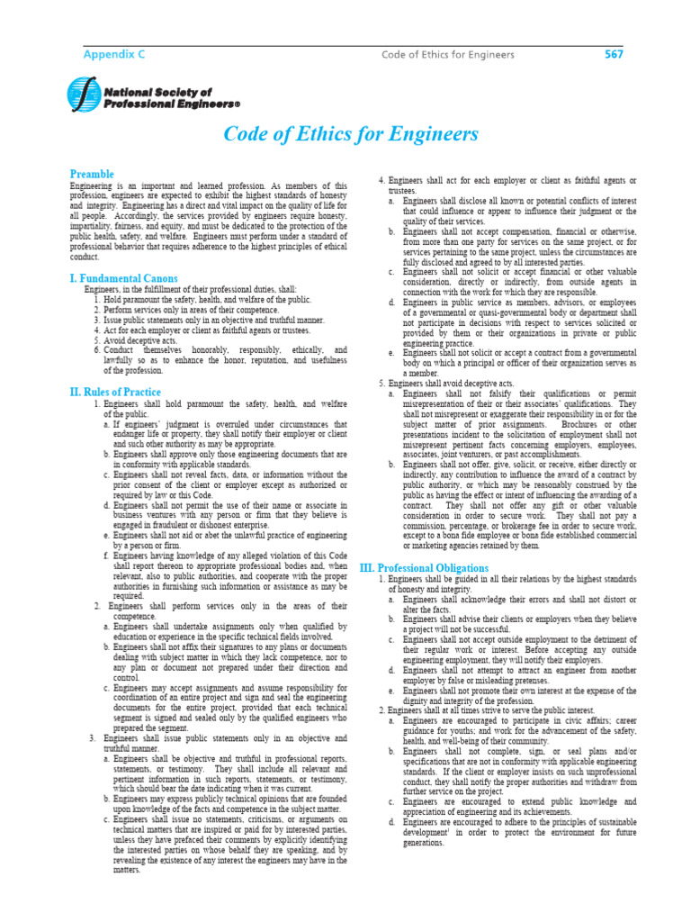 Engineering Code of Ethics Overview | PDF | Supreme Courts | Engineering