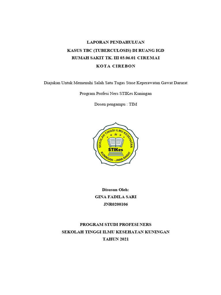 513806005 Laporan Pendahuluan Fix Tbc Igd Gina Minggu Ke 2 | PDF