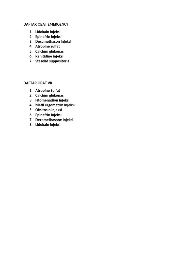 Daftar Obat Emergency | PDF