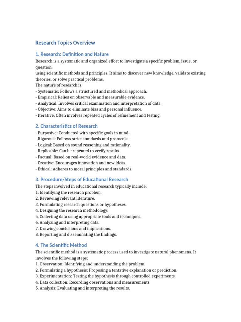 Overview of Research Methodology Topics | PDF | Scientific Method ...