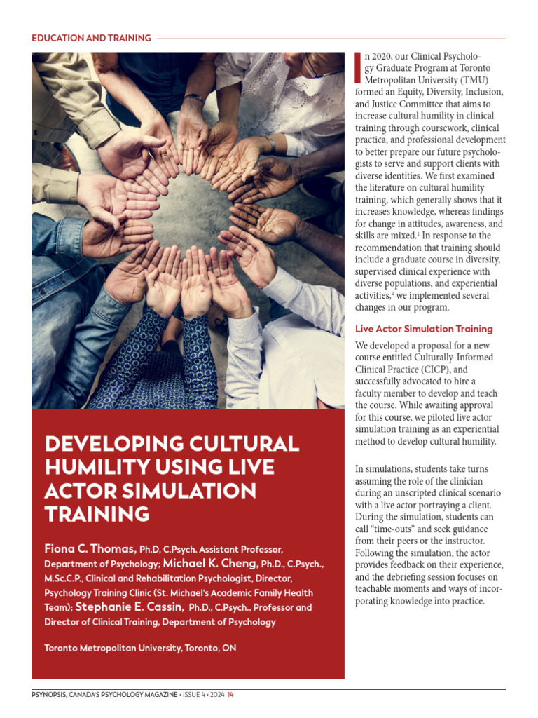 Developing Cultural Humility Using Live Actor Simulation Training | PDF | Psychology | Psychotherapy