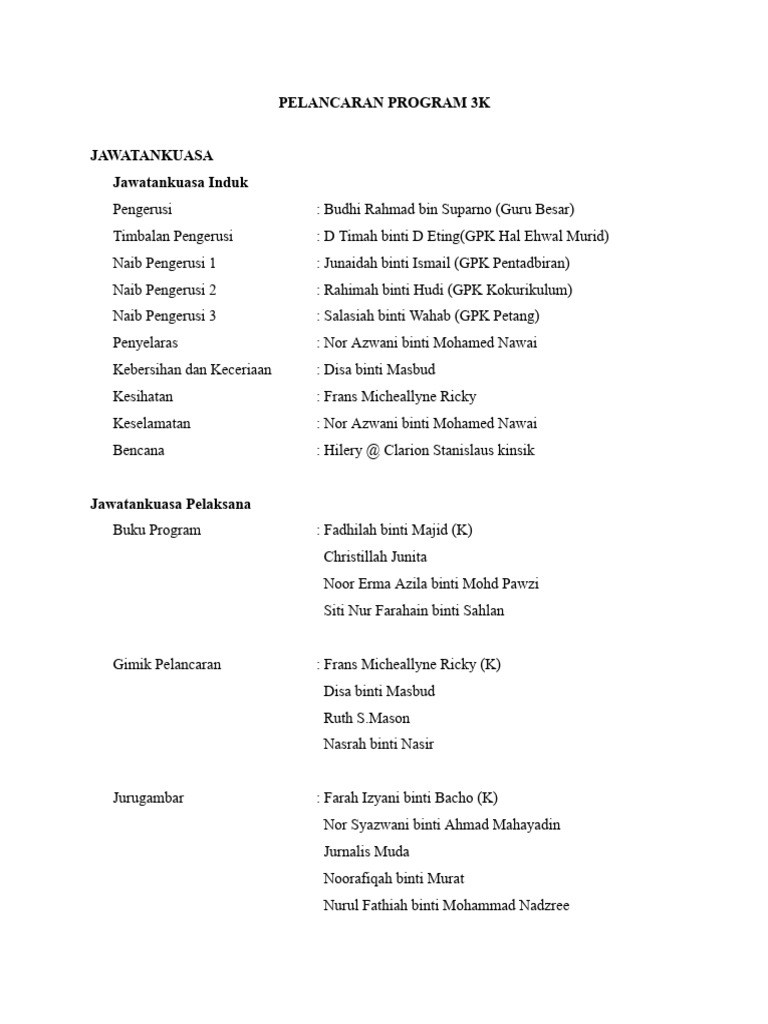 Pelancaran Program 3k | PDF