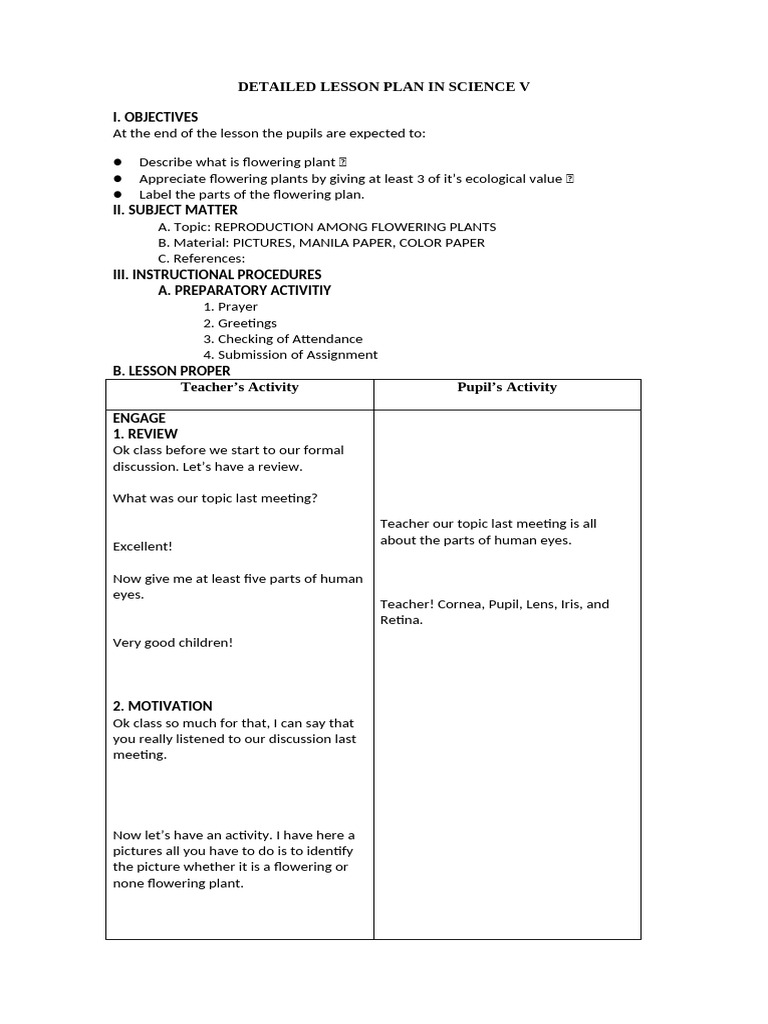 Lesson Plan: Flowering Plant Reproduction | PDF | Flowers | Sexual ...