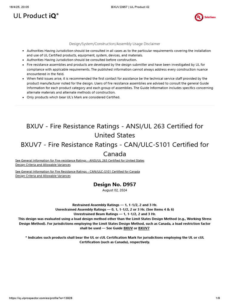 UL Fire Resistance Assembly Guidelines | PDF | Concrete | Materials