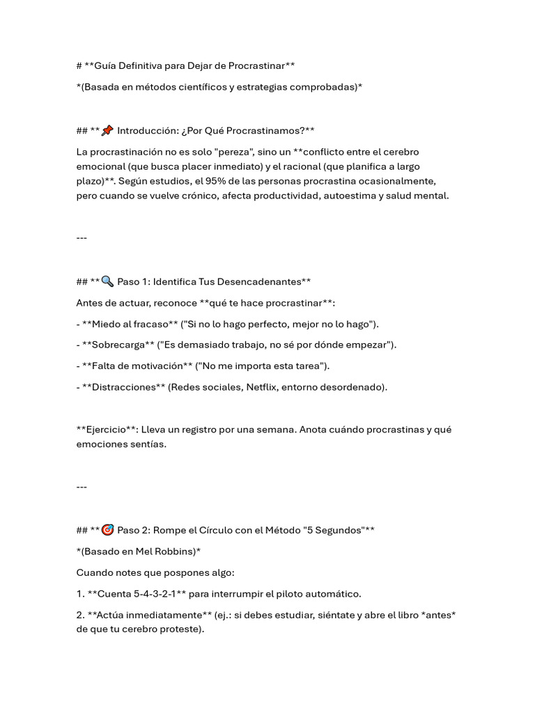 Cómo Dejar de Procrastinar Efectivamente | PDF | Las emociones | Sicología