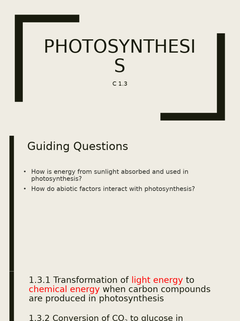 C1.3 Photosynthesis - Core | PDF | Photosynthesis | Electromagnetic ...