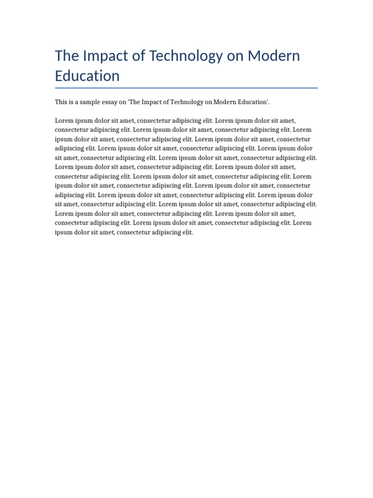 The Impact of Technology On Modern Education | PDF