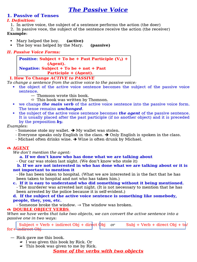 Understanding Passive Voice Forms | PDF | Verb | Grammatical Tense