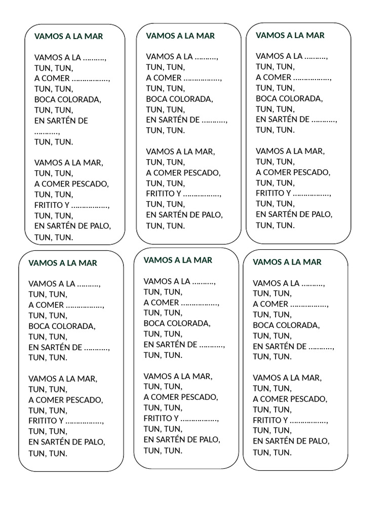 Cancion Vamos Ala Mar | PDF