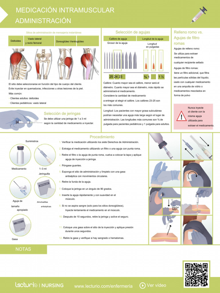 Guía de Administración de Medicación Intramuscular | PDF | Inyección ...