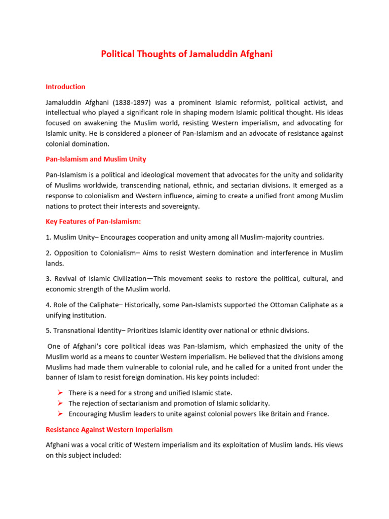 Jamaluddin Afghani Political Thoughts | PDF | Pan Islamism | Islam And Politics