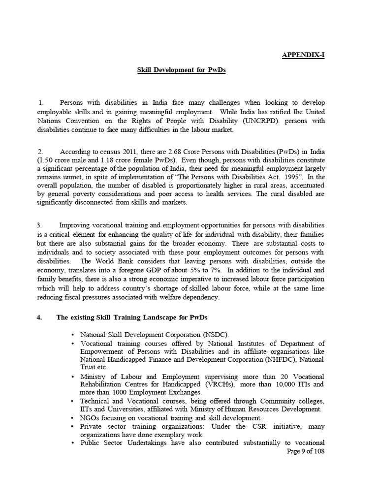 Skill Development Initiatives for PwDs | PDF | Disability | Vocational ...