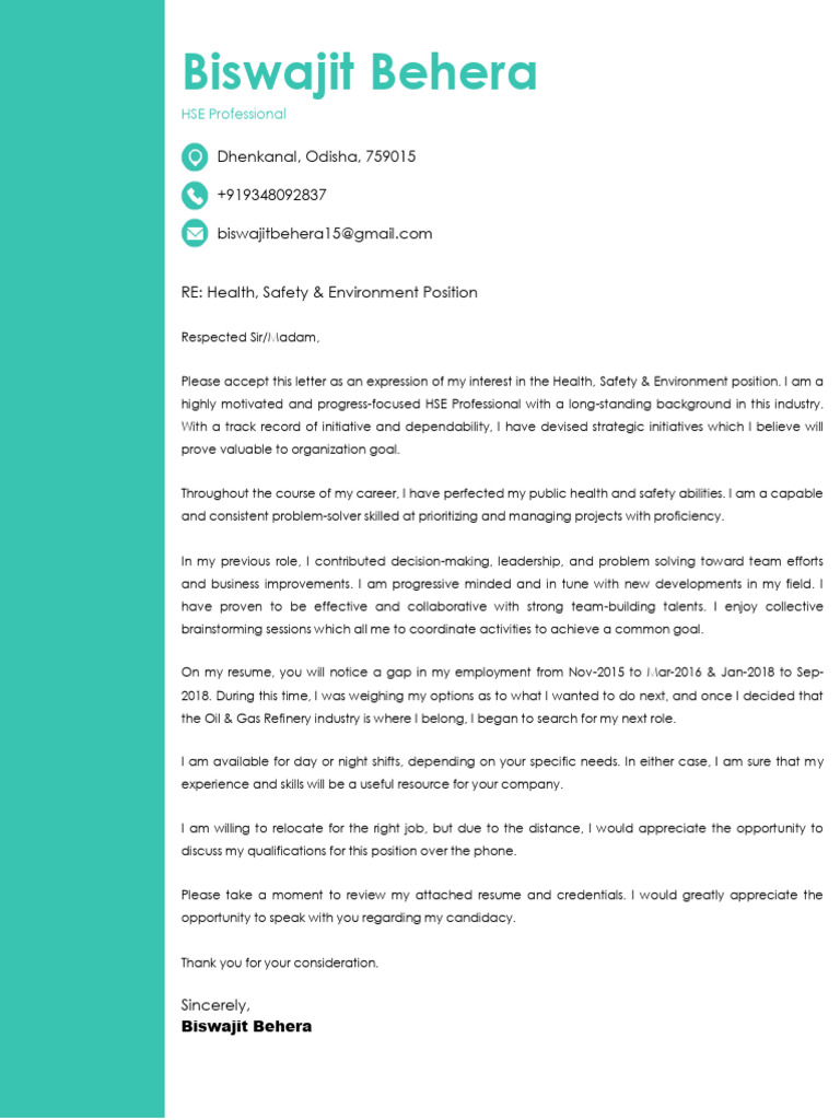 Biswajit_Behera_CV_HSE_Officer | PDF | Occupational Safety And Health