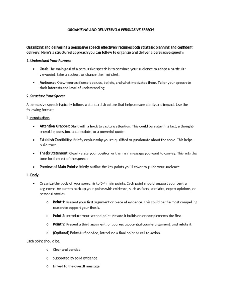 Organizing and Delivering A Persuasive Speech | PDF | Recycling | Rhetoric