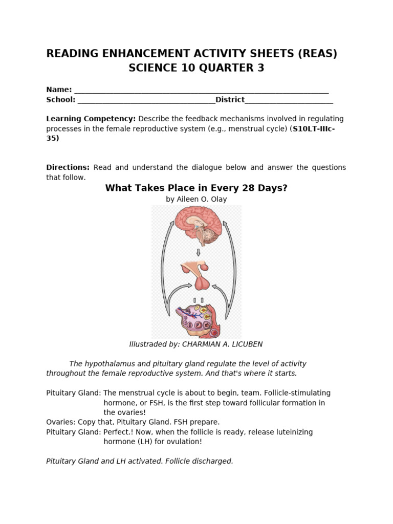 Science 10 - Quarter 3 - Week 2c | PDF | Menstrual Cycle | Luteinizing ...