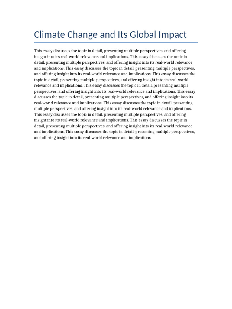 Global Impact of Climate Change | PDF