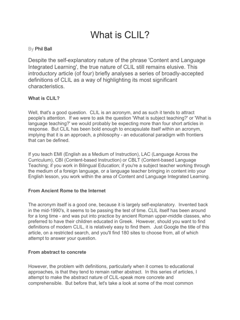 Phil Ball Clil | PDF | Language Education | Curriculum