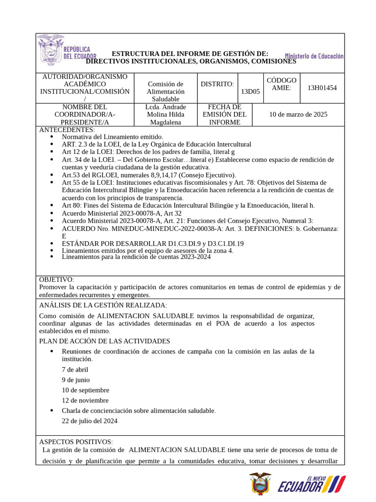 Informe de Gestión de Comisiones 2024-C Salud | PDF