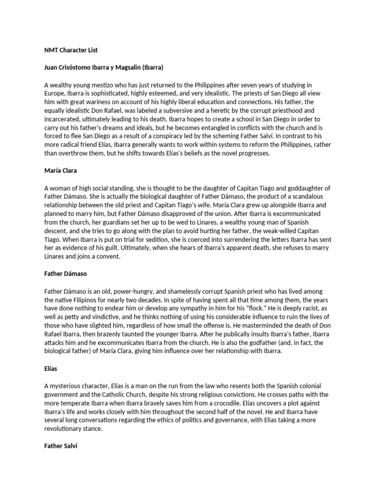 Noli Me Tangere Character List | PDF